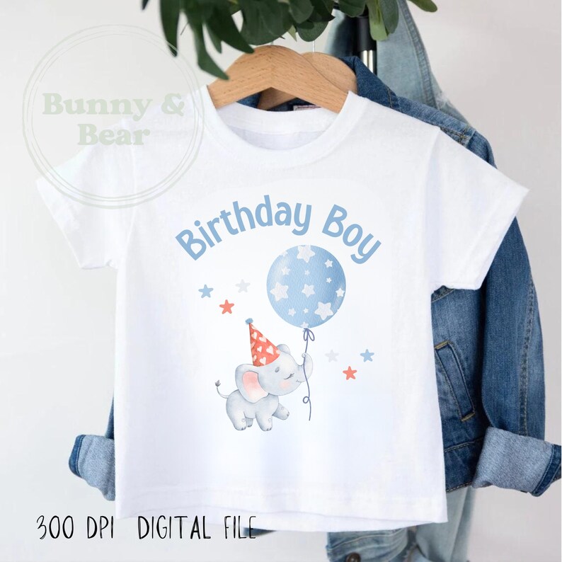 Birthday Boy Blue Elephant PNG, Birthday Tee Sublimation Design ...