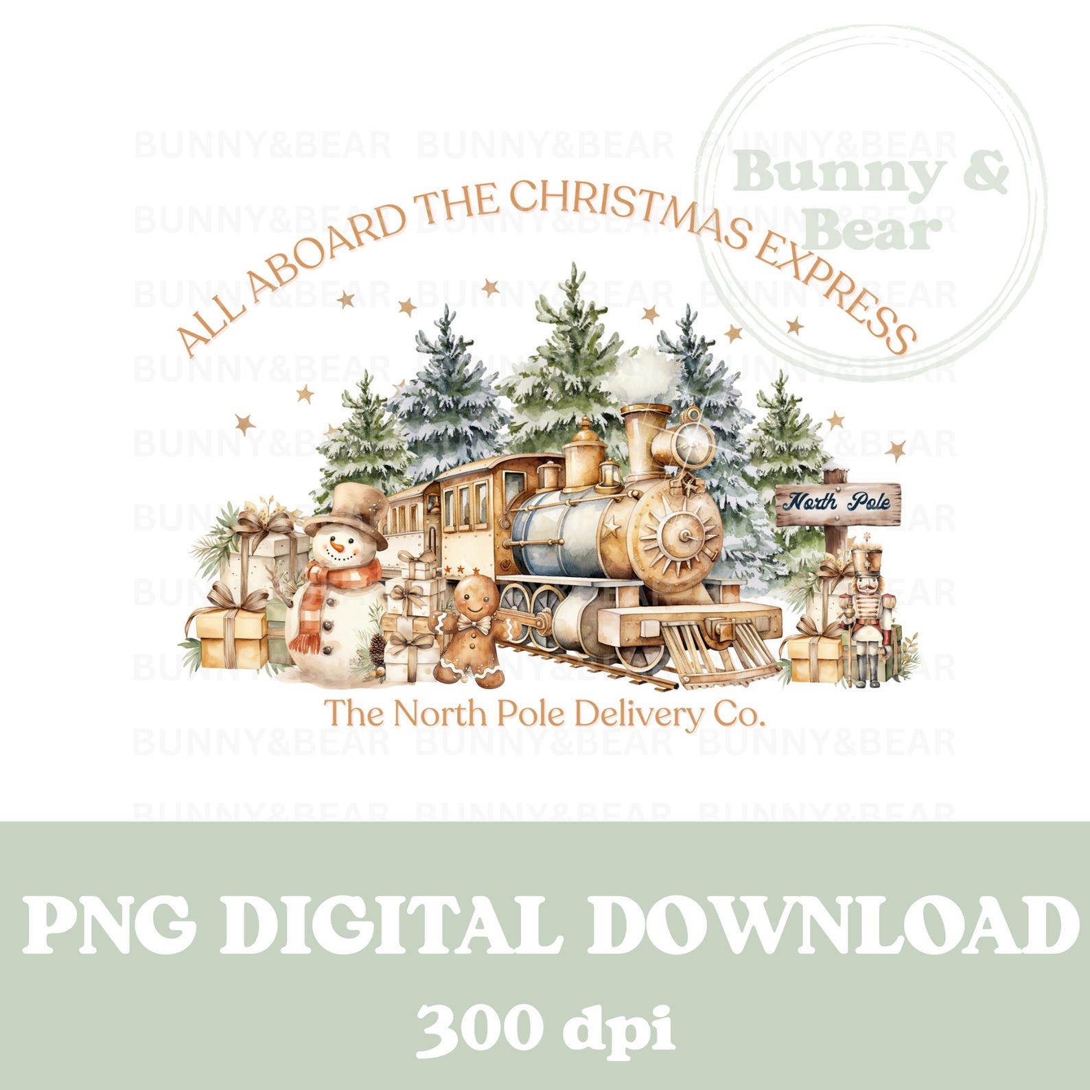 Gold Christmas Express Train PNG, North Pole Delivery Co, Santa Sack ...