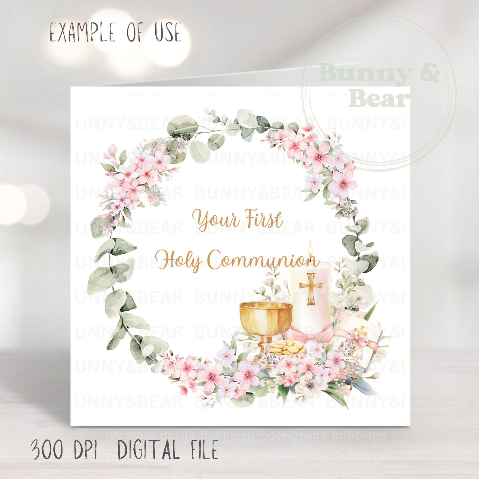 Pink 1st Holy Communion Wreath PNG, Communion Sublimation Design ...
