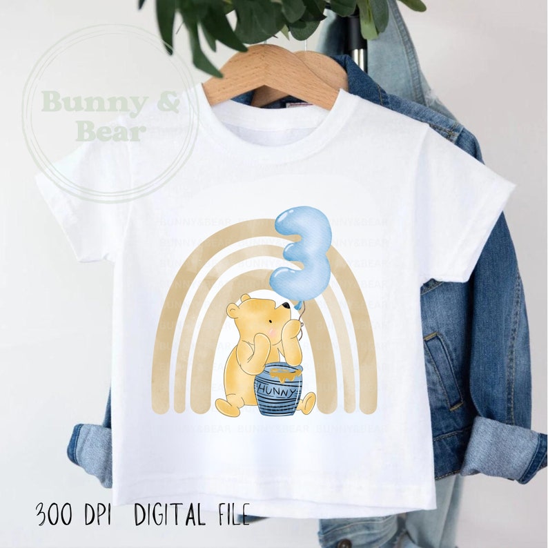 Classic Winnie the Pooh Rainbow Blue Balloon PNG, Pooh Bear, 3rd ...