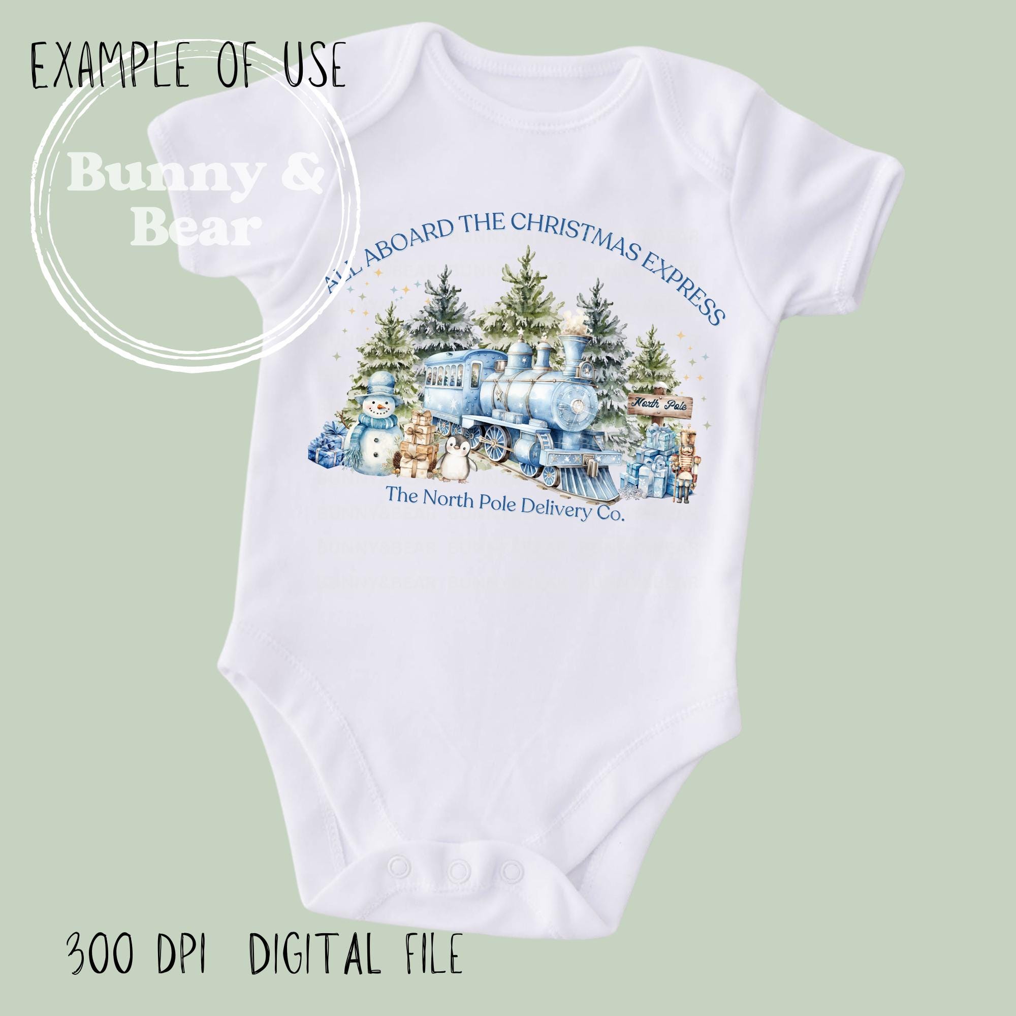Blue Christmas Express Train PNG, North Pole Delivery Co, Santa Sack ...