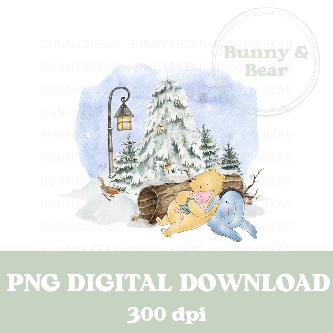 Classic Winnie & Friends Snowy Woodland Scene, PNG, Pooh Bear 1st ...