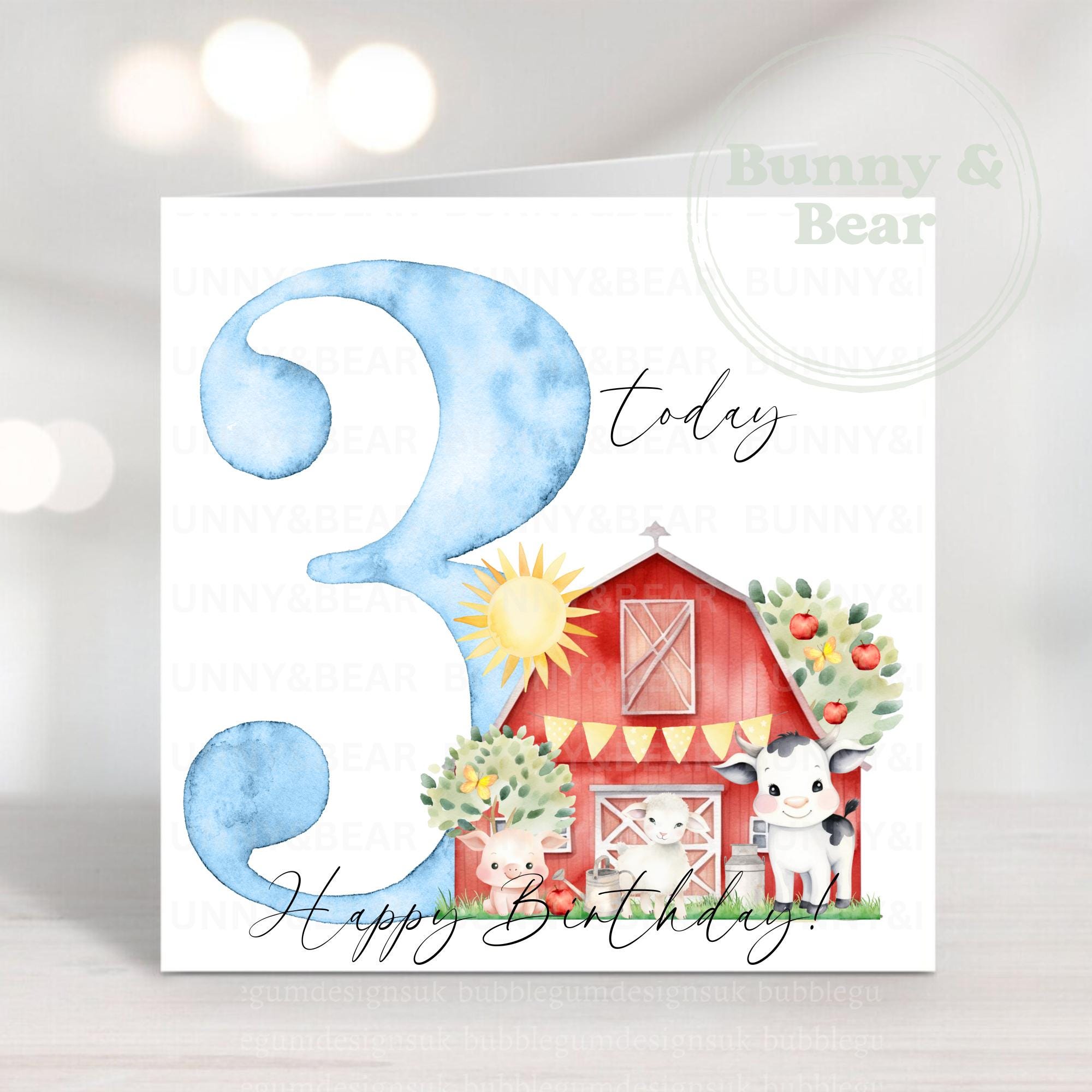 Red Barn & Farm Animals Number 3 PNG, Birthday Tee Sublimation Design ...