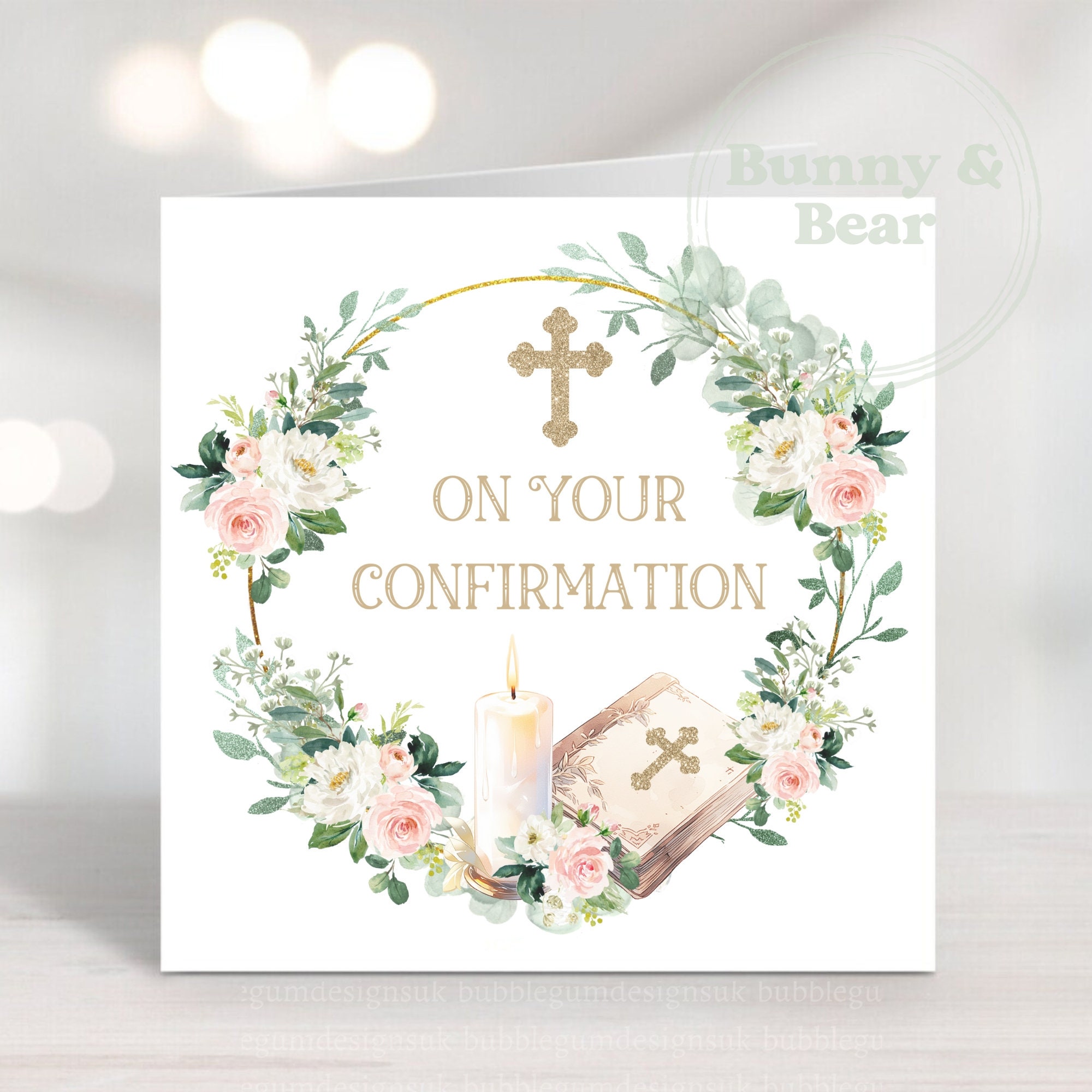 Pink Roses Confirmation Wreath PNG, Confirmation Sublimation Design ...
