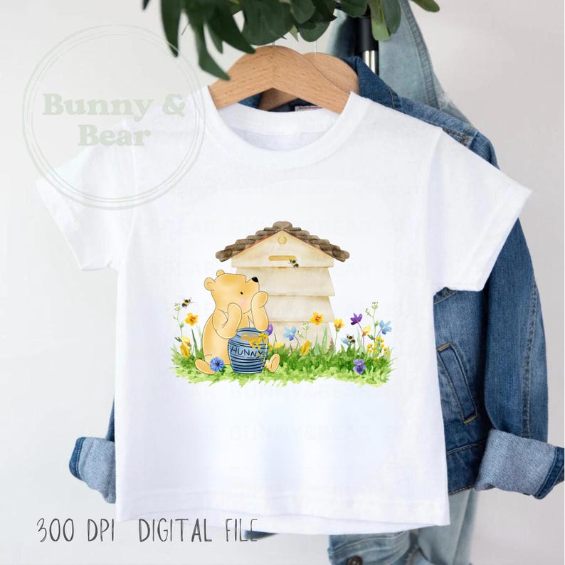 Classic Winnie the Pooh & Bee Hive, PNG, Pooh Bear, Baby Shower, Winnie ...