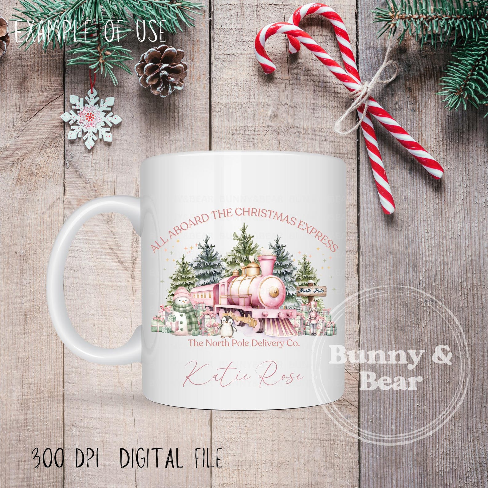 Pink Christmas Express Train PNG, North Pole Delivery Co, Santa Sack ...