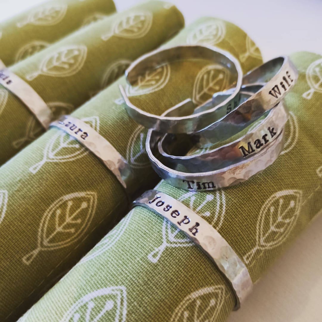 Customised Napkin Rings, Name Places, Personalised. Aluminium, Copper ...
