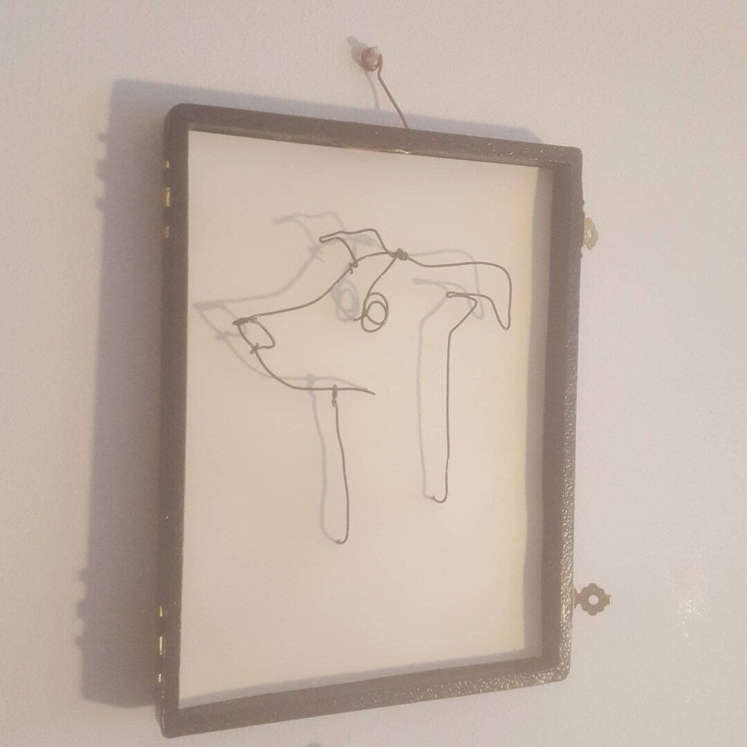 Drahtkunst Windhund. Alternative Kunst. Aufhängefertig gerahmt ...