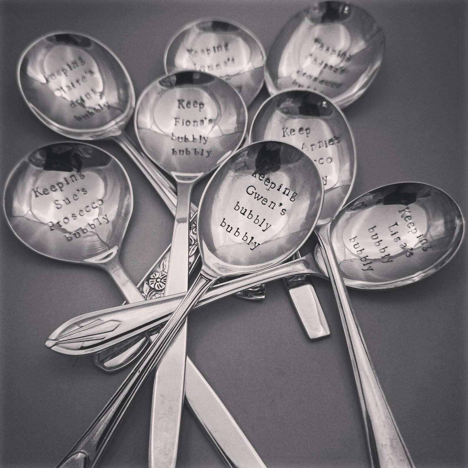 Keep the Bubbly Champagne Spoon Prosecco. Handstamped | Etsy