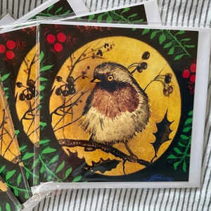 5 Christmas Robin Cards in Box - Etsy UK