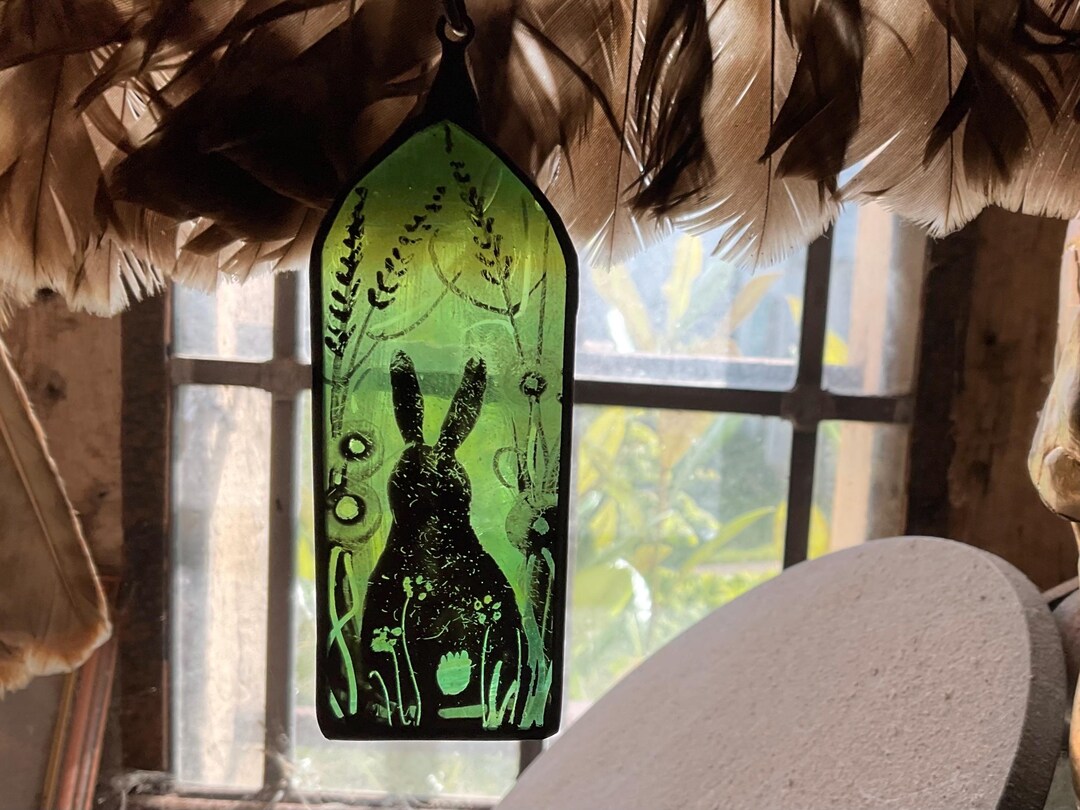 Tiny Bunny Stained Glass Window Charm - Etsy