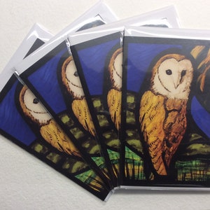 Barn Owl Stained Glass Cards - Set of 4 - Etsy