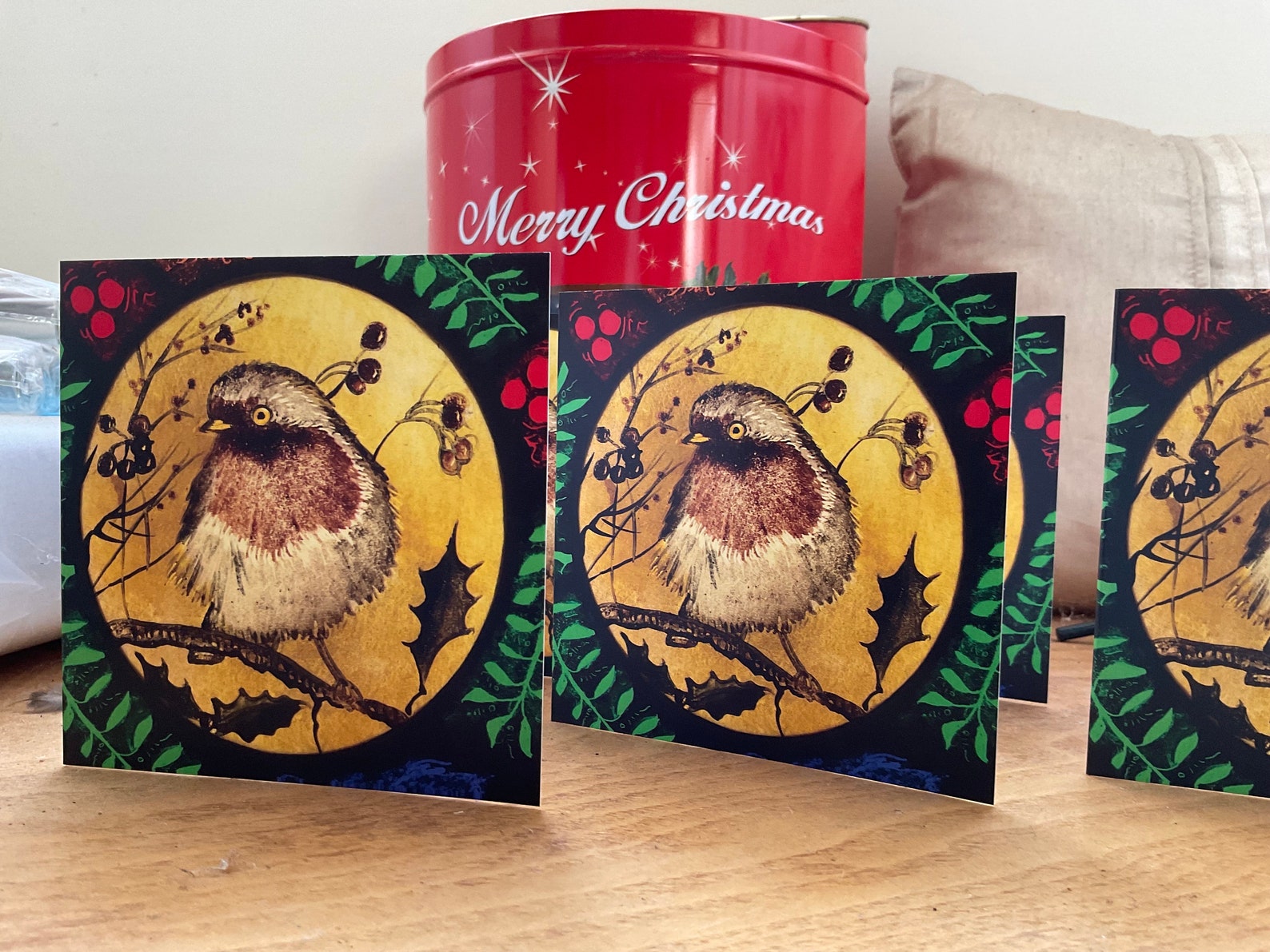 5 Christmas Robin Cards in Box - Etsy UK