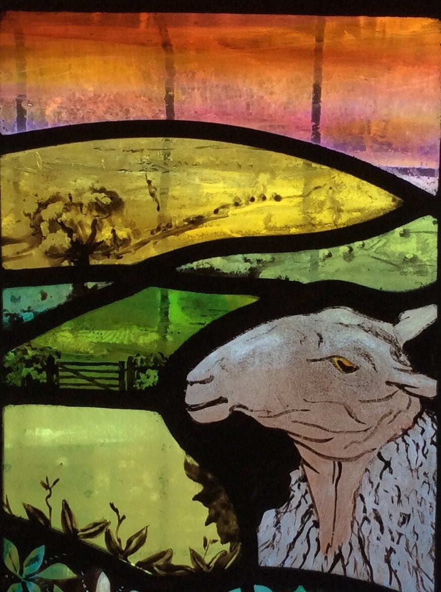Sheep Stained Glass Window Decor Farmhouse | Etsy