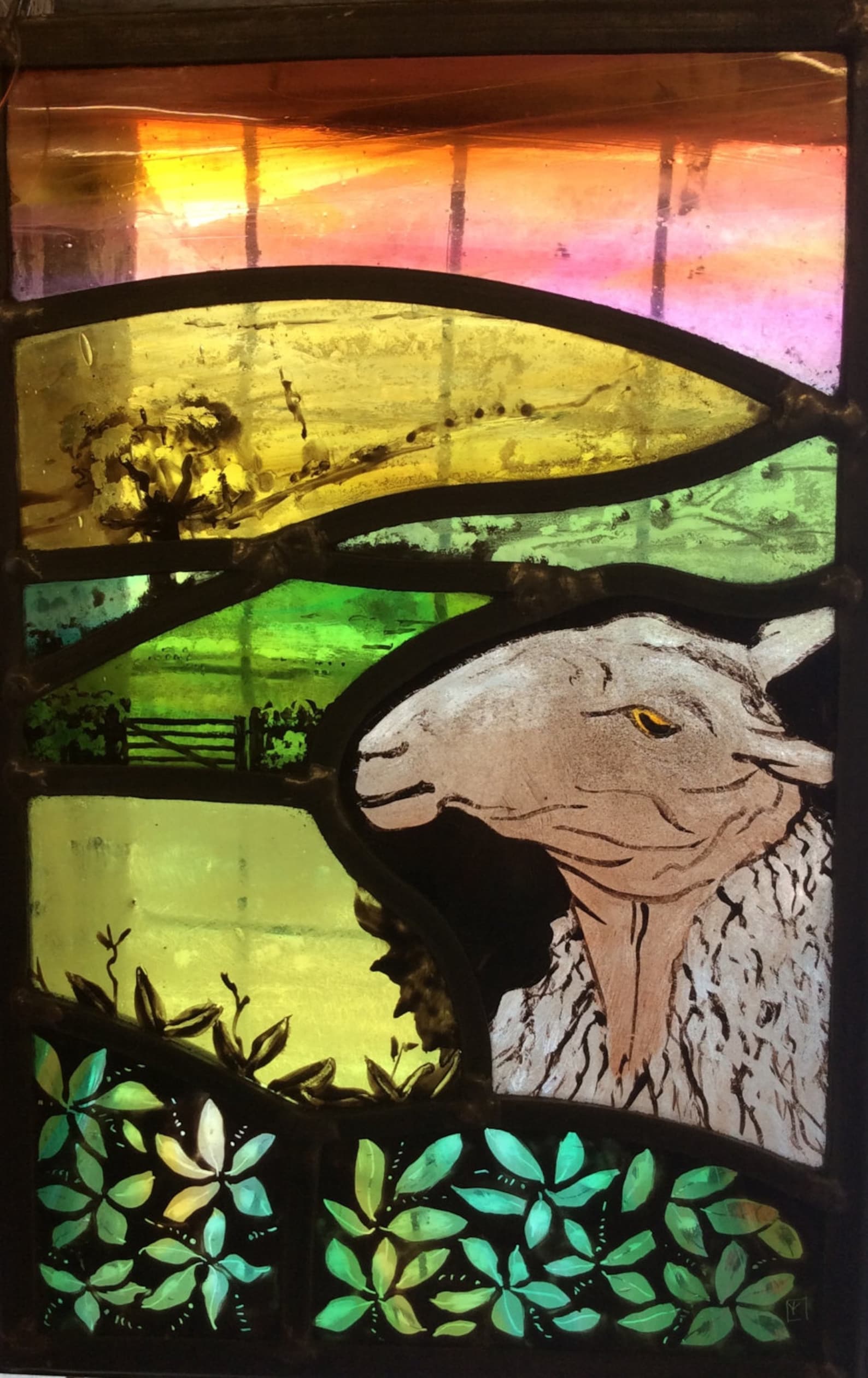 Sheep Stained Glass Window Decor Farmhouse | Etsy