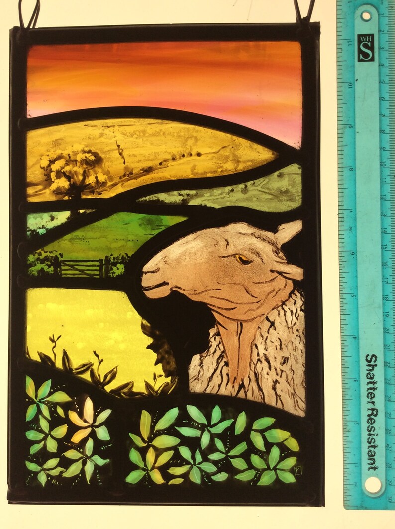 Sheep Stained Glass Window Decor Farmhouse - Etsy UK