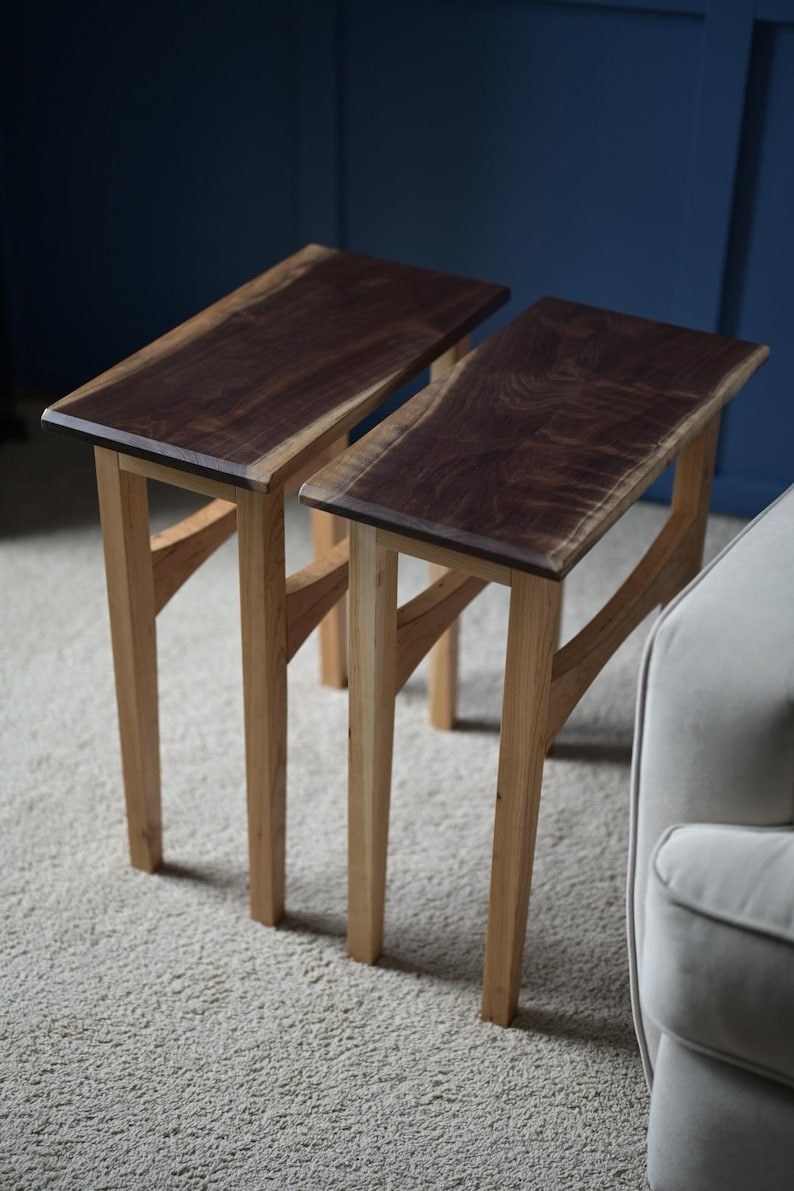 Walnut & White Oak End Side Accent Tables Handmade - Etsy