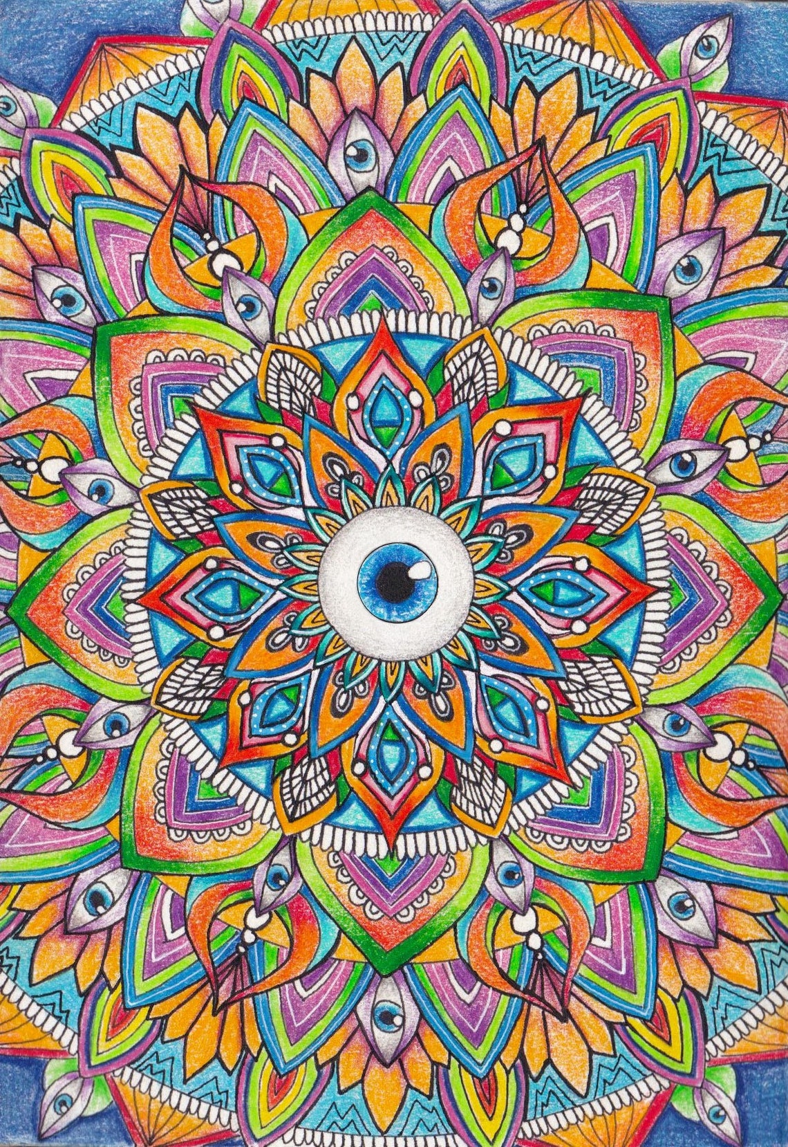 Eye Mandala Art Print Trippy Art Print Psychedelic Art Print Drawing ...