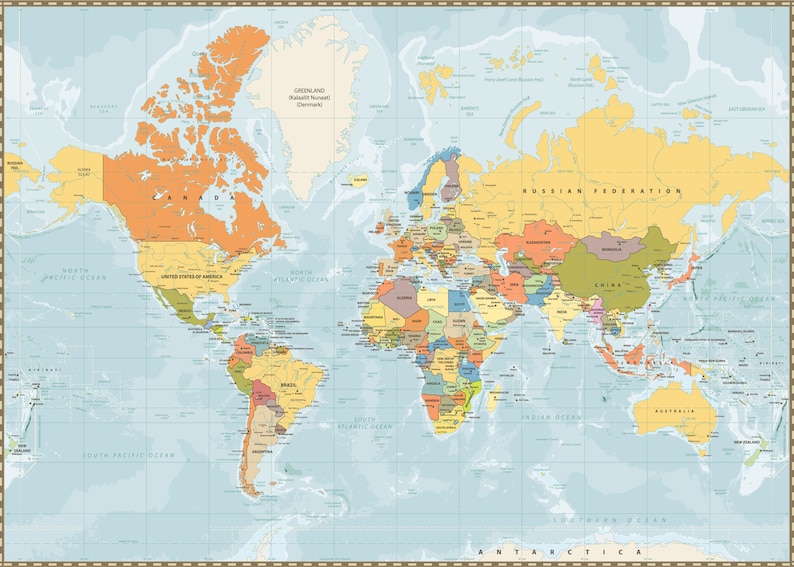 Mini Global World Map Art A5 Size Card With Travel Bucket List on Back ...