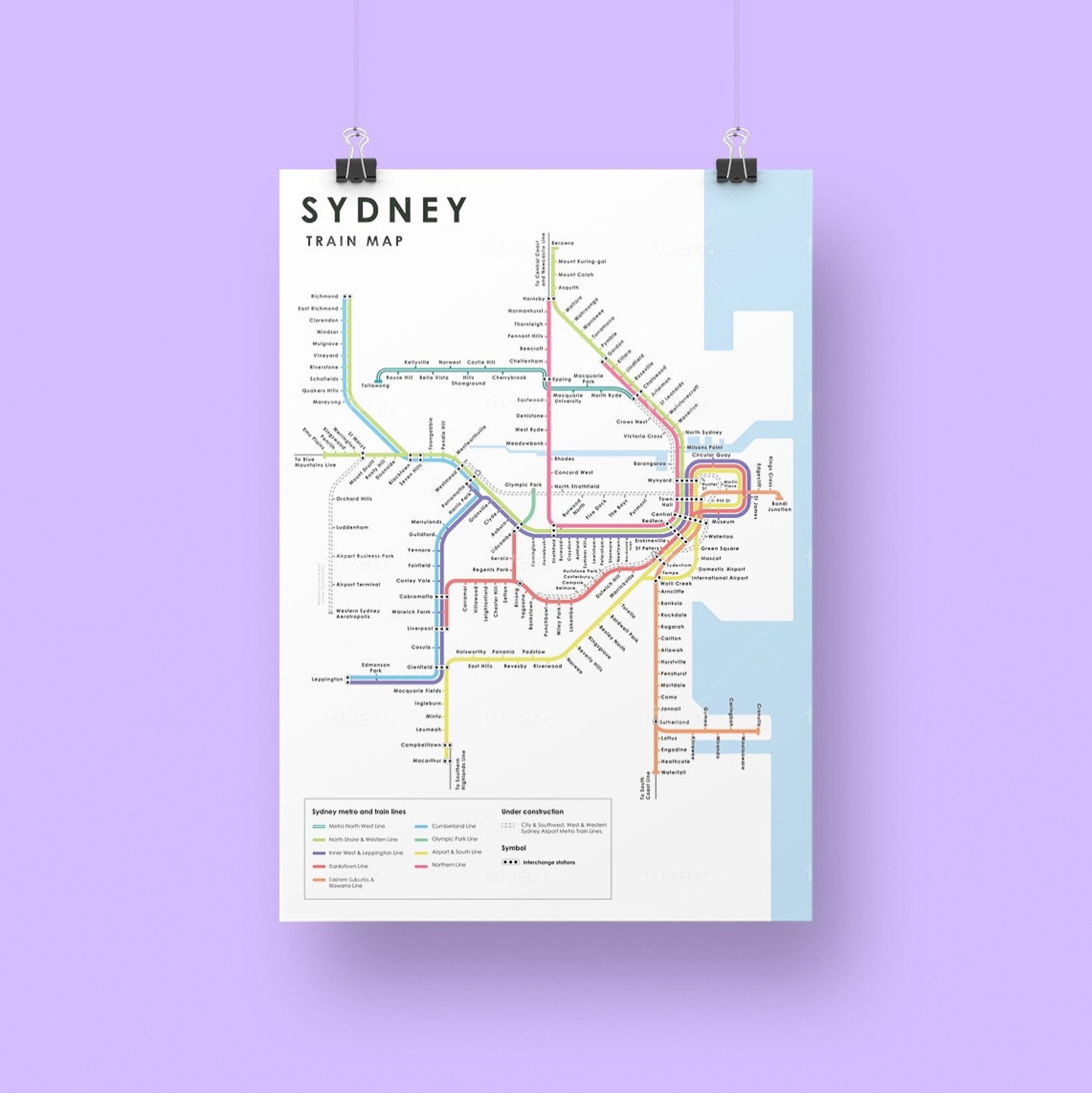 Sydney Train Map Printed Poster in A3 Size With the New - Etsy Australia