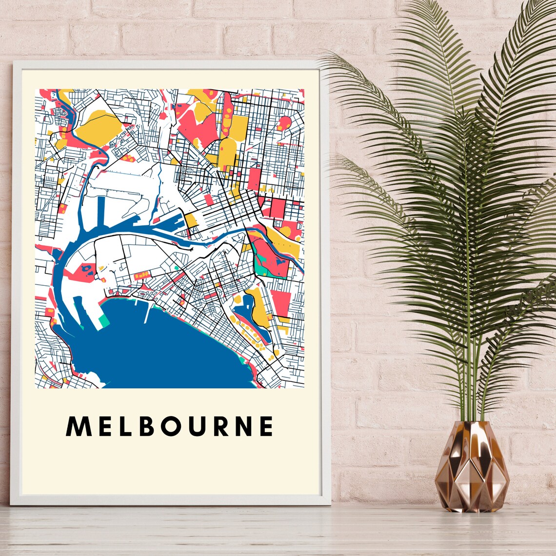 Melbourne City Map Print Multicolored Map Poster A3 Size - Etsy