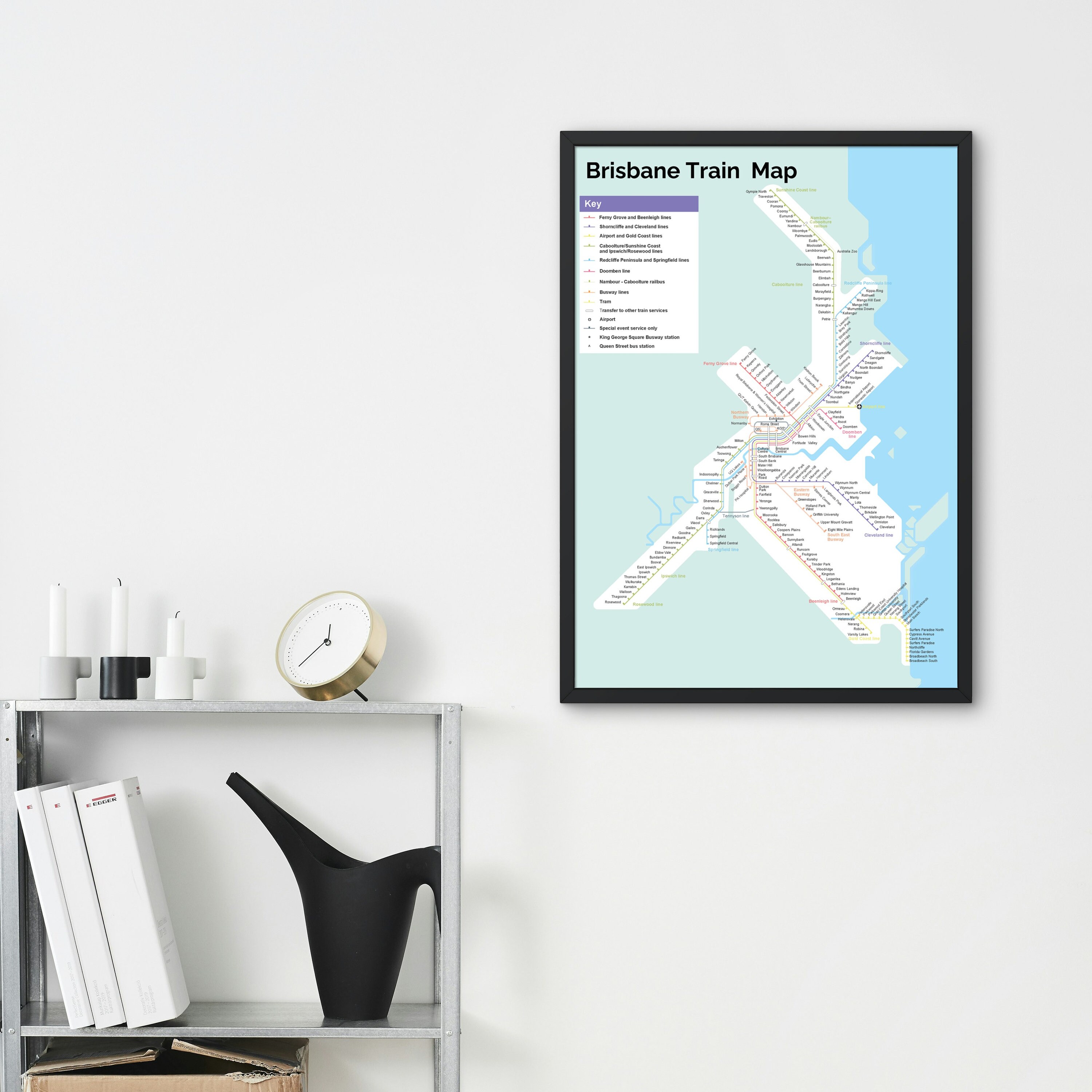 Brisbane Train Network Map Poster - Etsy Canada