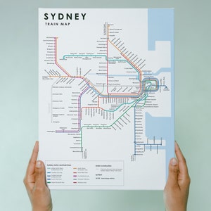 Sydney Train Map Printed Poster With the New Updated Metro South West ...