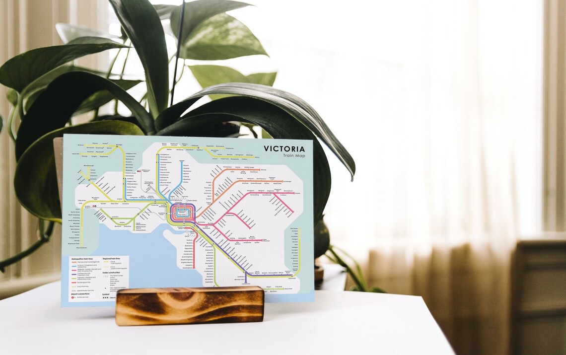 Victoria Melbourne Metro and Regional Train Map Print Card & - Etsy ...