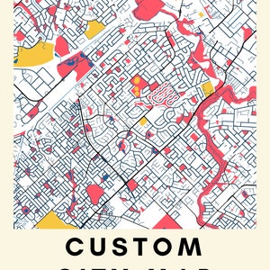 Custom City Map Print - Multicolored Illustrated Map Poster A3 Size - Etsy