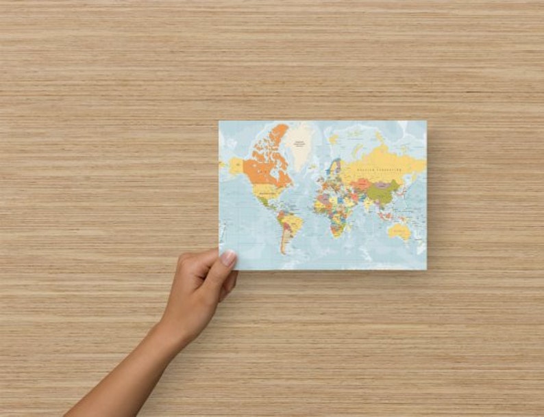 Retro World Map Art Card, A5 Size With Travel Bucket List - Etsy