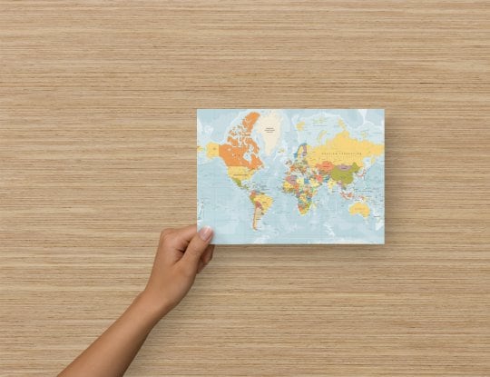 Retro World Map Art Card, A5 Size With Travel Bucket List - Etsy