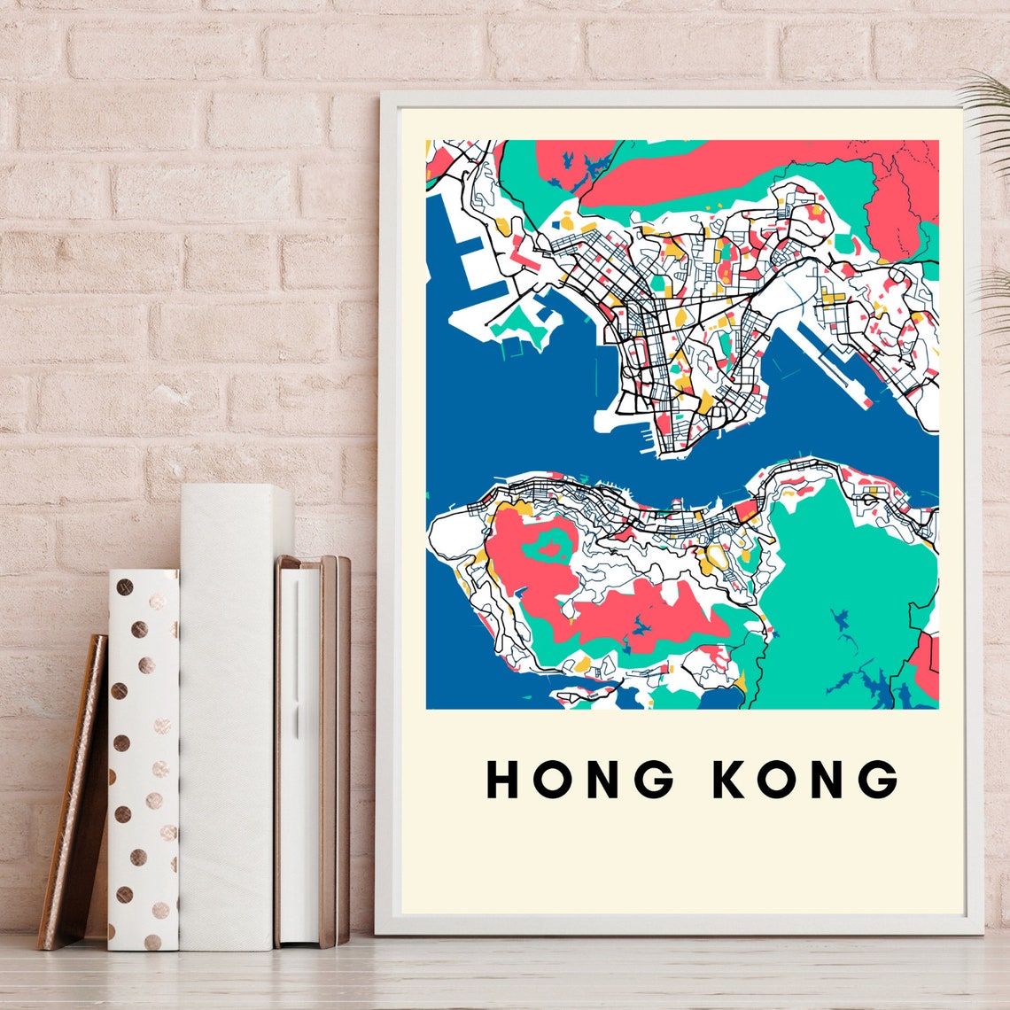 Hong Kong City Map Print - Multicolored Illustrated Map Poster A3 Size ...