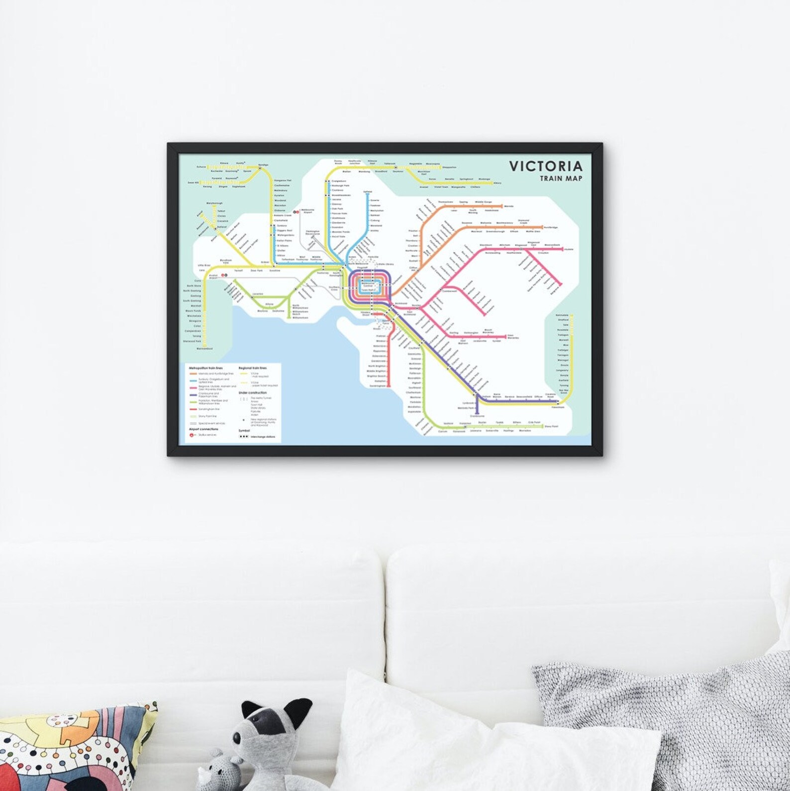 Victoria Melbourne Metro and Regional Train Map Print Card & - Etsy ...
