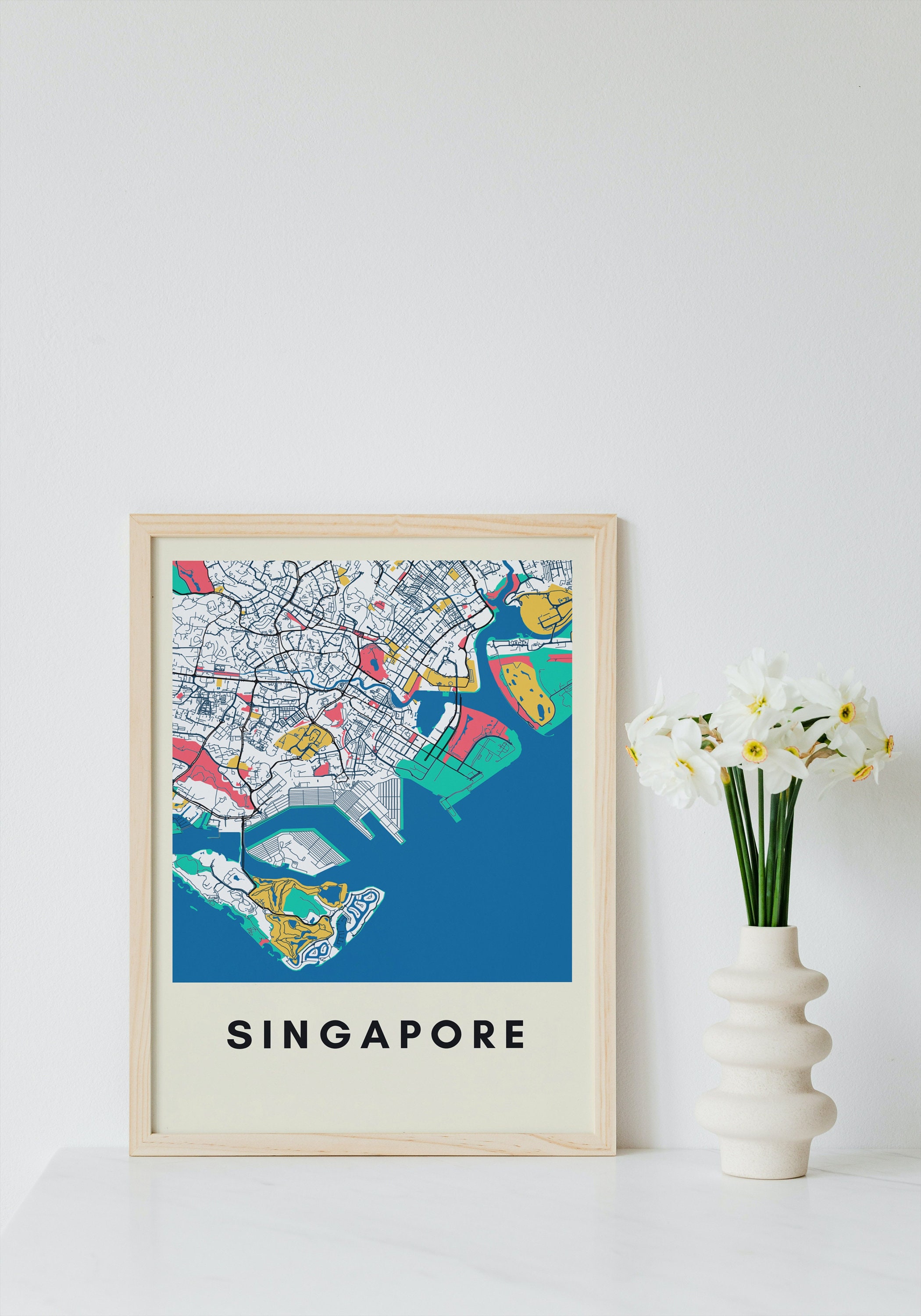 Singapore City Map Print - Multicolored Map Poster A3 Size - Etsy