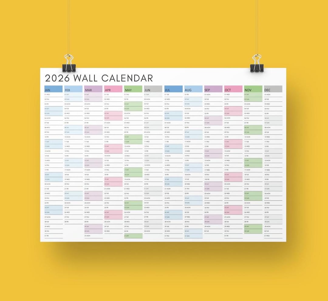 2026 Digital Calendar, Large Portrait Wall Calendar, Professionals and ...