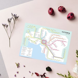 Victoria Melbourne Metro and Regional Train Map Print Card & - Etsy ...