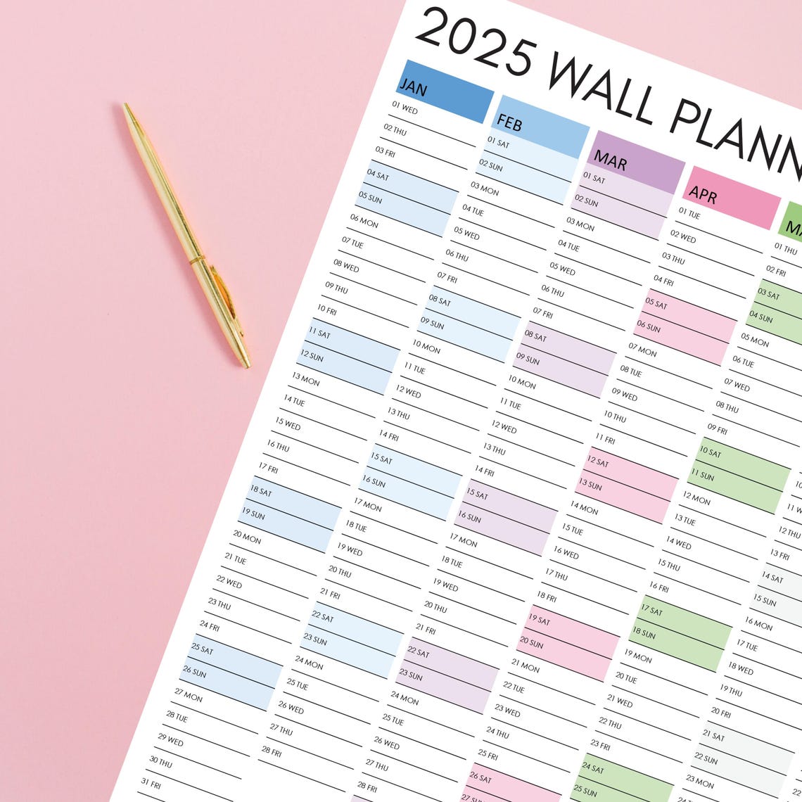 2025 Printable Wall Planner, Large Portrait Wall Calendar ...