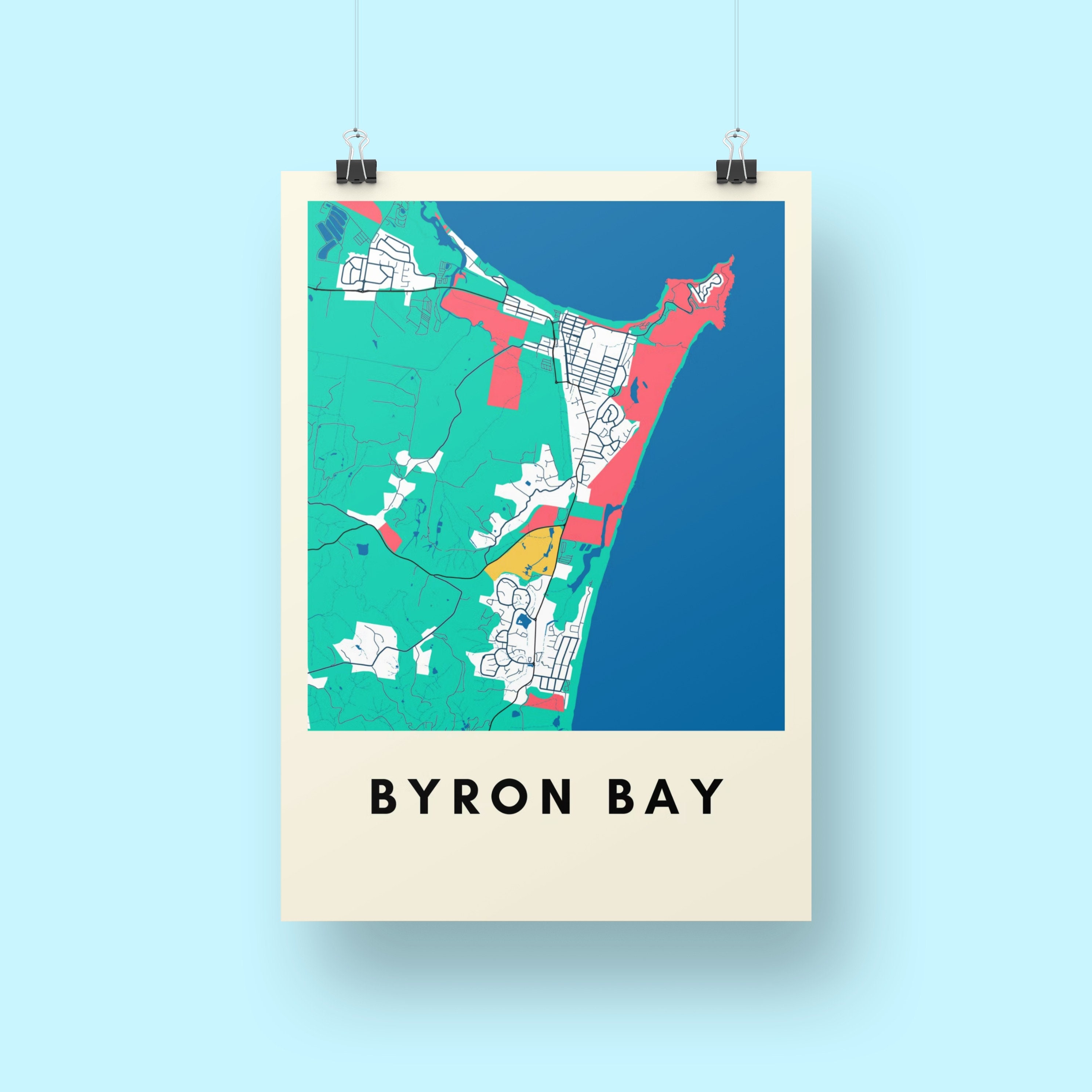 Byron Bay Map Print - Multicolored Illustrated Map Poster A3 Size ...