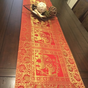 Table Runner Red Wall Tapestry Brocade 60 Inch Runner 70 Inch Runner ...