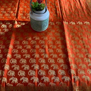 Orange Table Cloth, Elephant Table Cover, Wall Tapestry, Silk, 40 X 40 ...