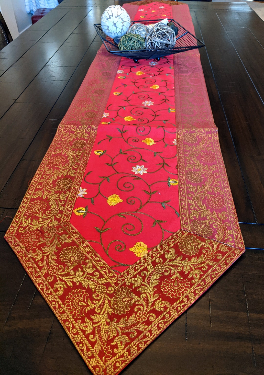 Red Table Runner Silk Dining Table Decor 60 Inch Runner 80 Inch Runner ...