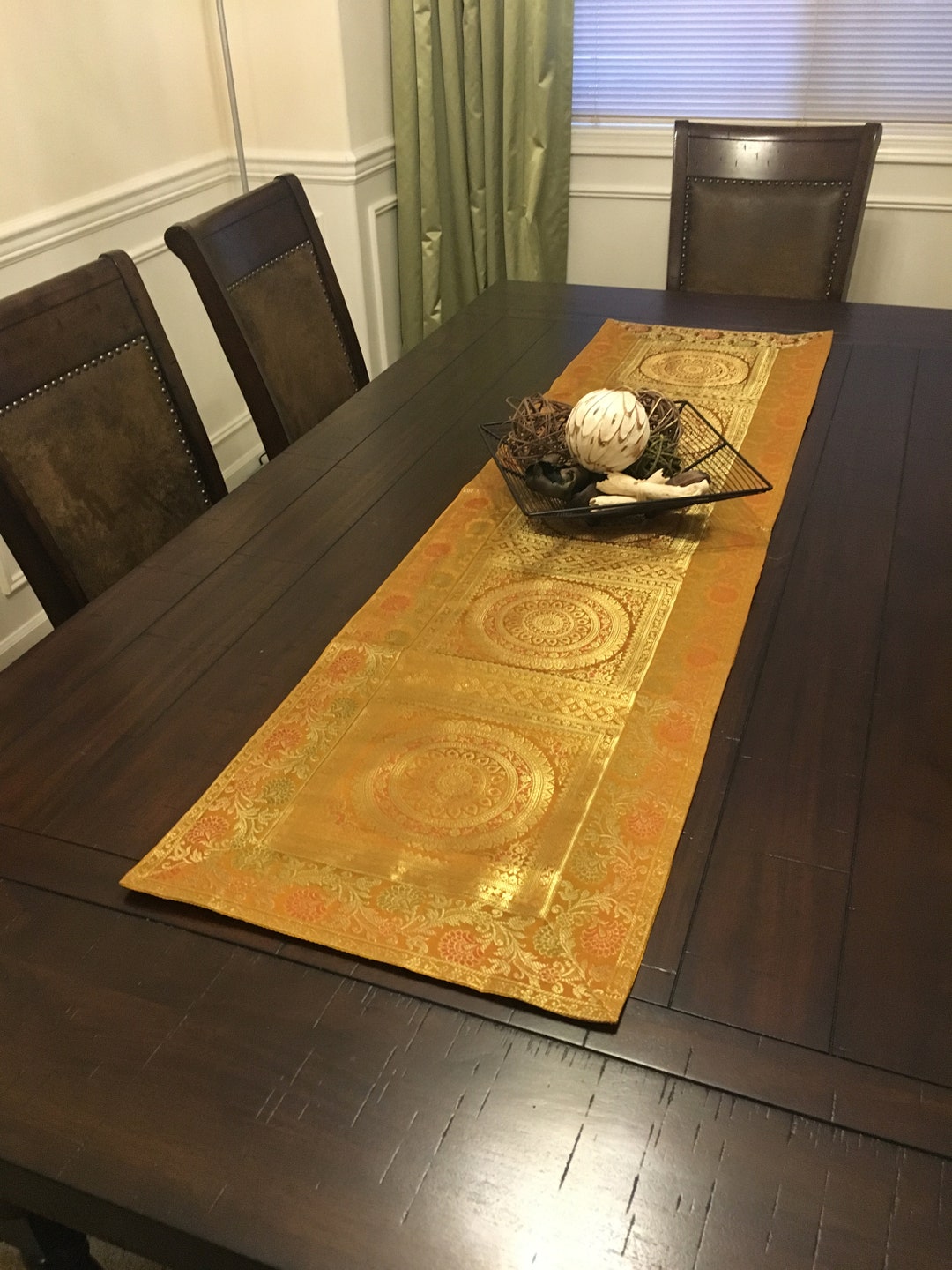 Table Runner Gold Wall Tapestry Silk Wall Decor 60 Inch Runner 70 Inch ...