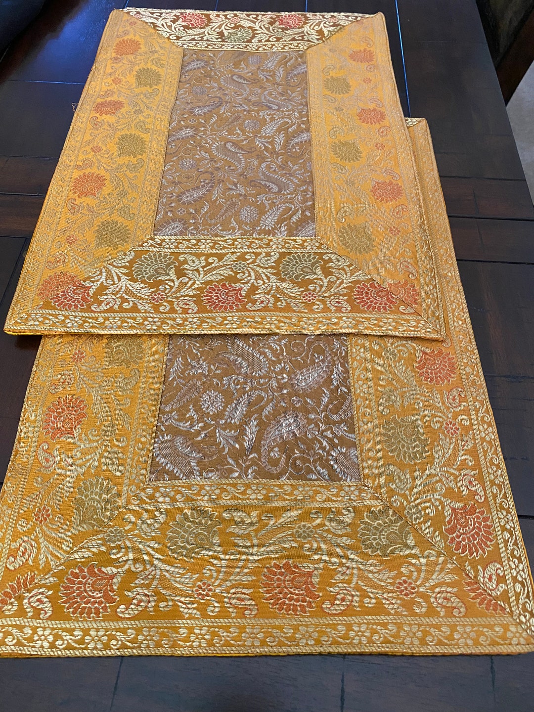 Gold Table Placemat Silk Table Setting Dining Table Decor 12 X 18 Inch ...