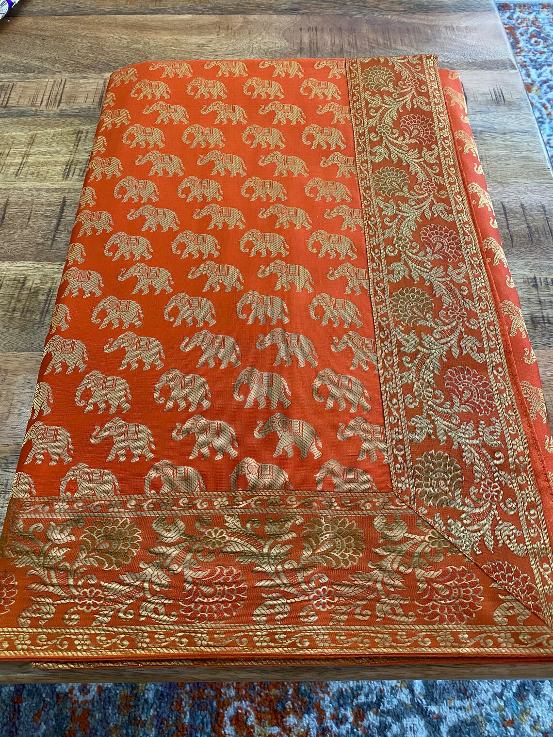 Orange Table Cloth Elephant Table Cover Wall Tapestry Silk - Etsy