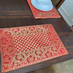Table Placemat Red Table Setting Silk Dining Table Decor Silk Mat 12 X ...