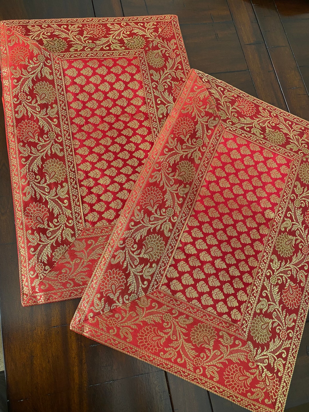 Table Placemat Red Table Setting Silk Dining Table Decor Silk Mat 12 X ...