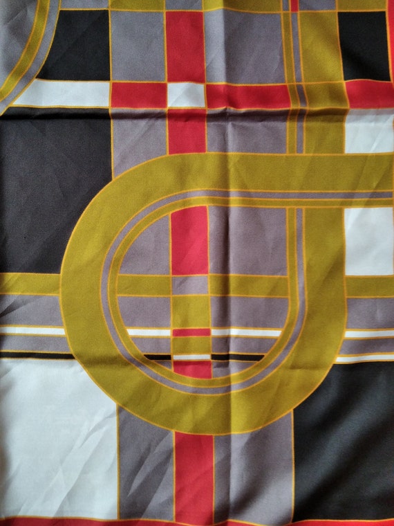 Foulard aux motifs des années 70 vert rouge Vintage … - Gem