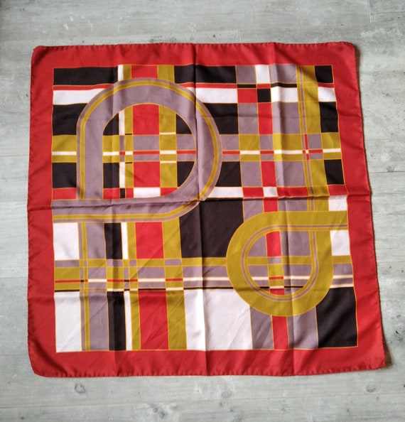 Foulard aux motifs des années 70 vert rouge Vintage … - Gem