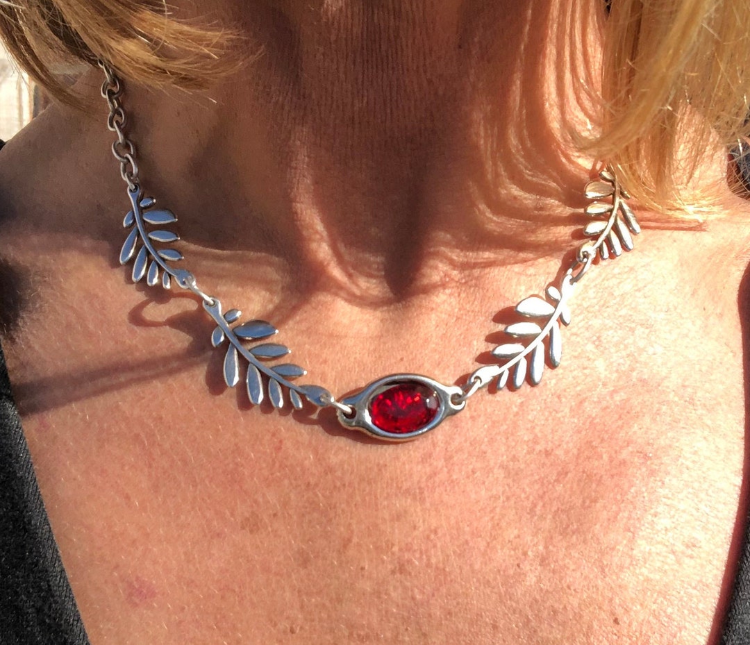 Silver Leaf Short Necklace Womens Bohemian Choker Necklace Unique ...