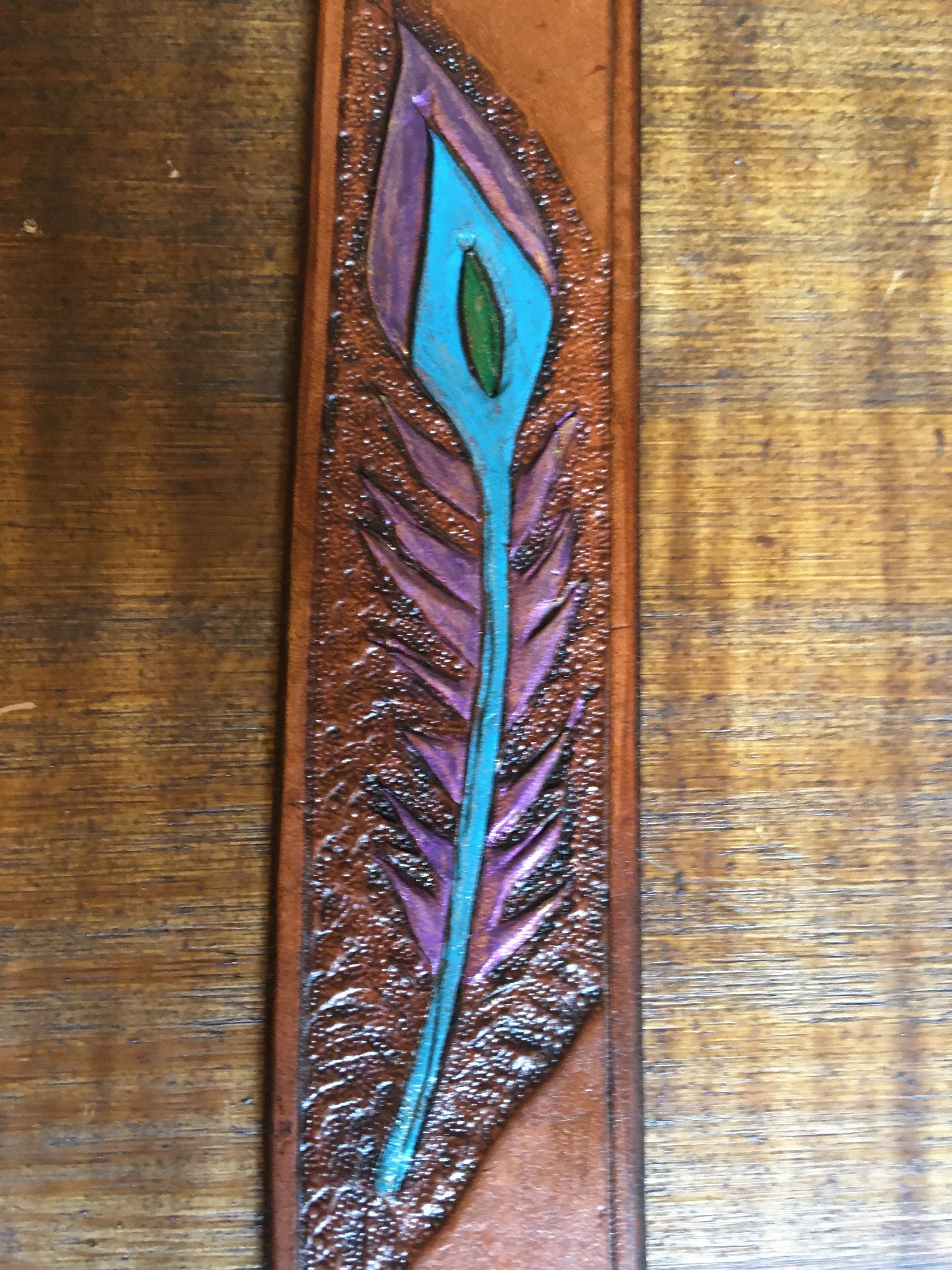 Custom Leather Bookmark, Hand Tooled Leather Feather Bookmark, Page ...